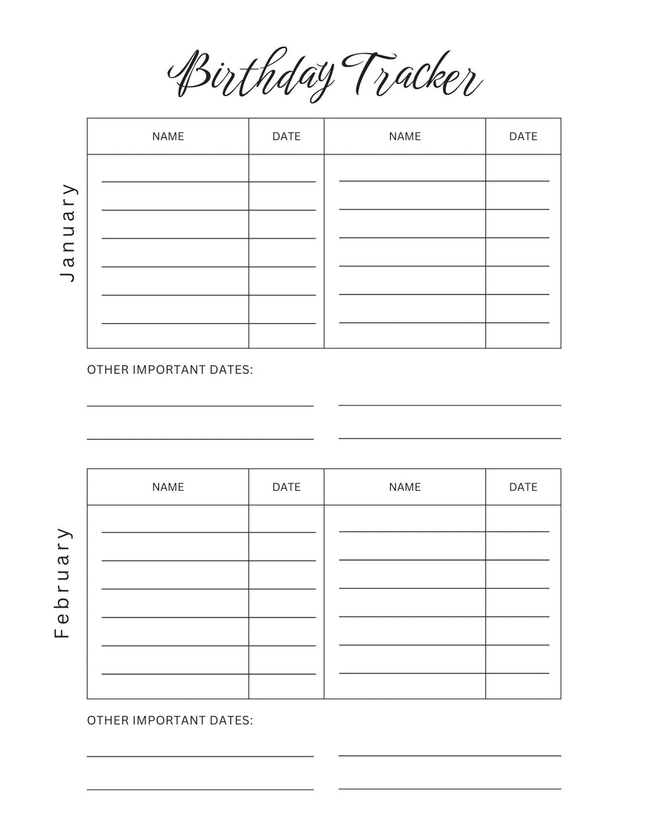 FREE DOWNLOAD: Printable Birthday Tracker – Simpler Seasons Home Decor