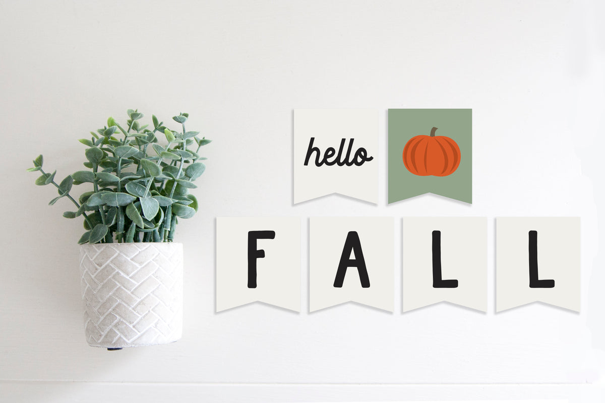 Magnetic Banner Insert: Hello Fall with Pennant Edge (Fall/Thanksgivin ...