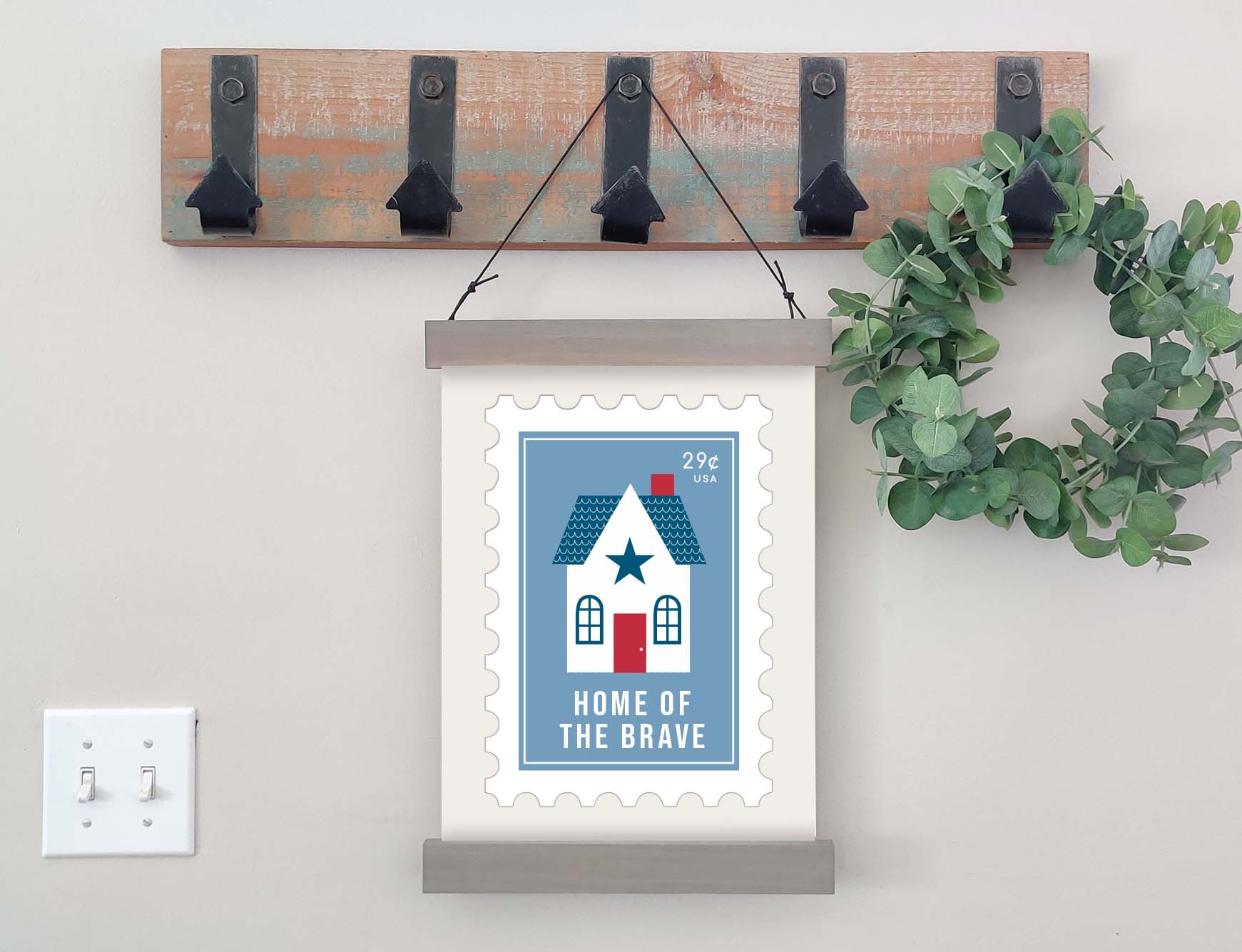 Magnetic Wall Hanging Insert: Home of the Brave Postage Stamp (Fourth ...