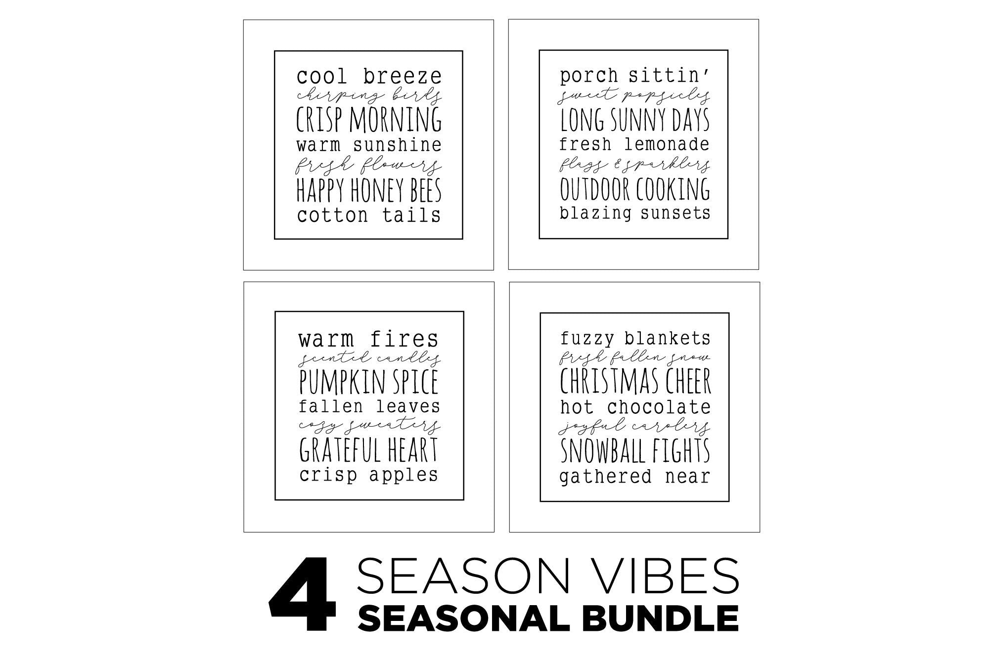Medium Size Sign Inserts: Season Vibes Insert Bundle Set of 4 | Magnet ...