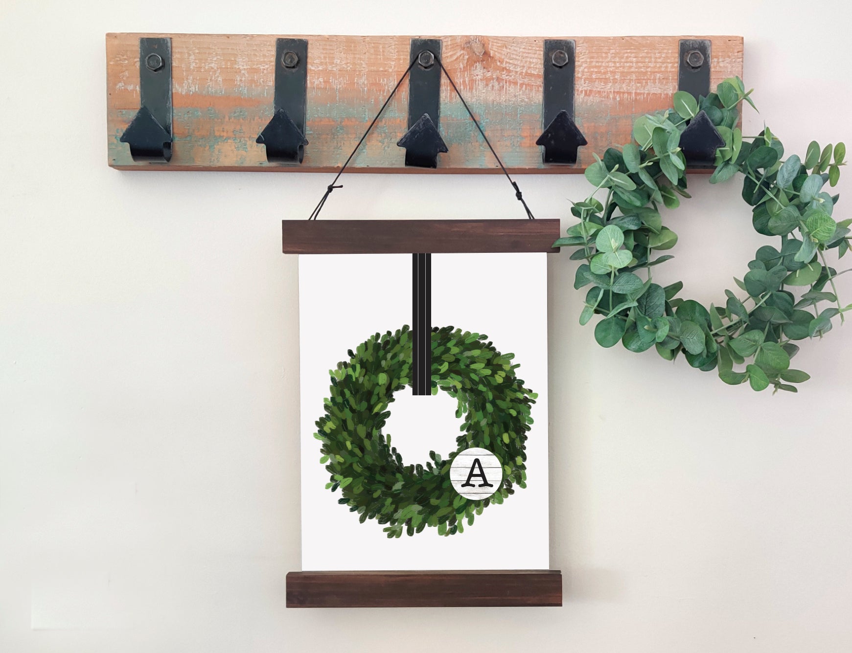 Magnetic Wall Hanging Insert: Monogram Wreath (Everyday/Wedding/Bridal ...